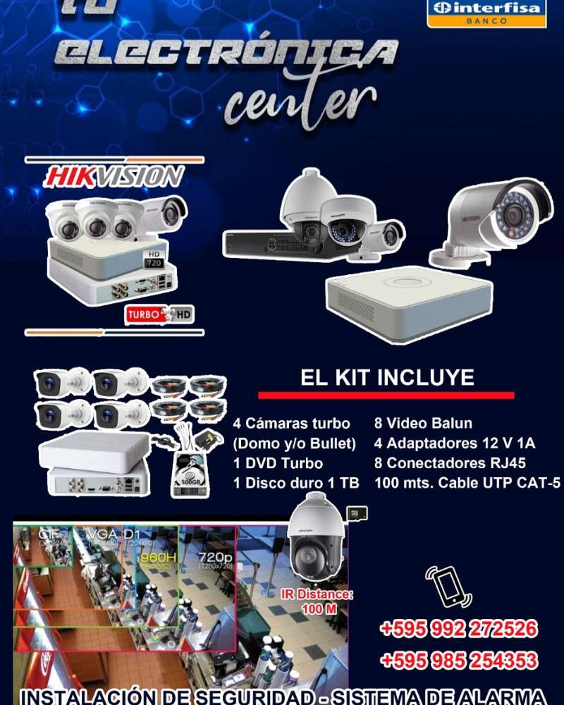KIT DE 4 CAMARAS HIKVISION 1080 FULL HD. Pagá seguro con Pagopar ...